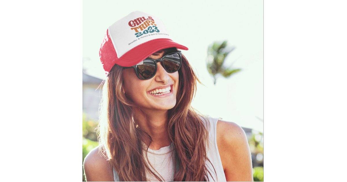Girl's Trip 2023 Customizable Colors and Text Trucker Hat | Zazzle