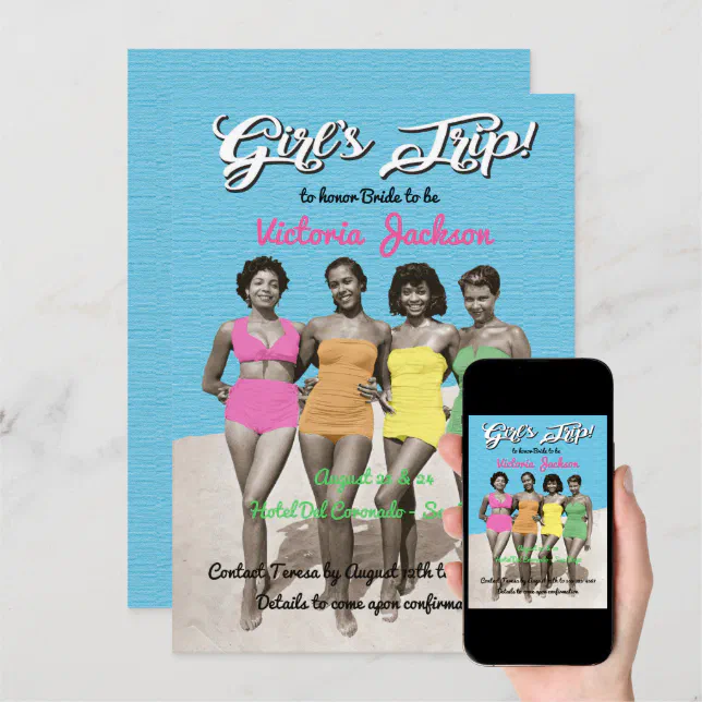 Girls Trip Beach Birthday or Bachelorette Party Invitation | Zazzle