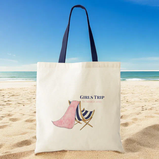 Girls Trip Beach Chair Custom Tote Bag | Zazzle