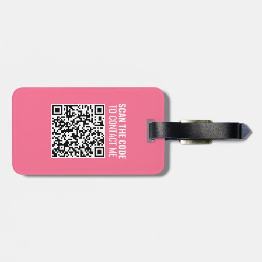 Girl's Trip Blue Pink Calligraphy QR Code Luggage Tag | Zazzle