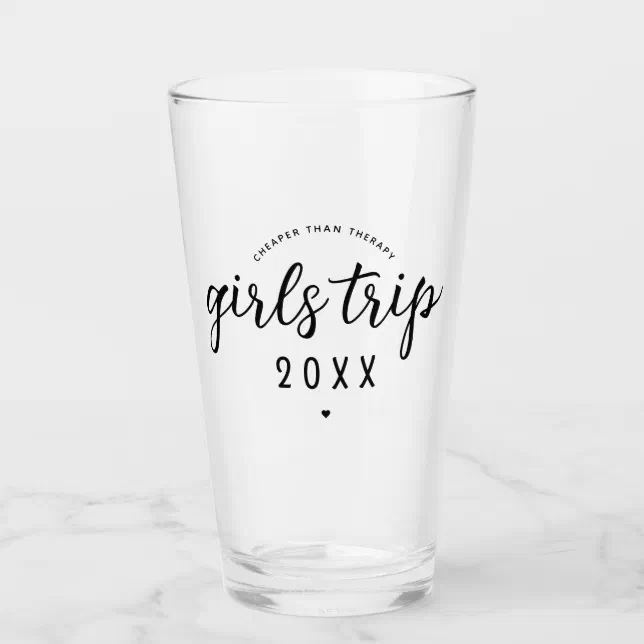 Girls Trip Cheaper Than Therapy Custom Vacation Glass | Zazzle
