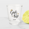 Girls Trip Gold Crown Pink Heart Vacation Shot Glass | Zazzle