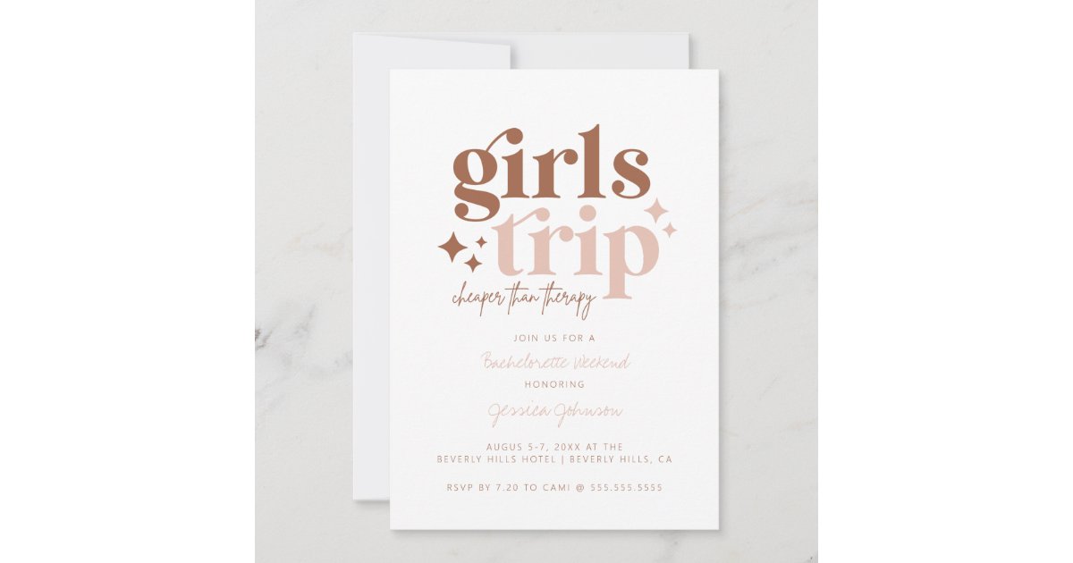 Girls Trip + Itinerary Combo Invitation | Zazzle