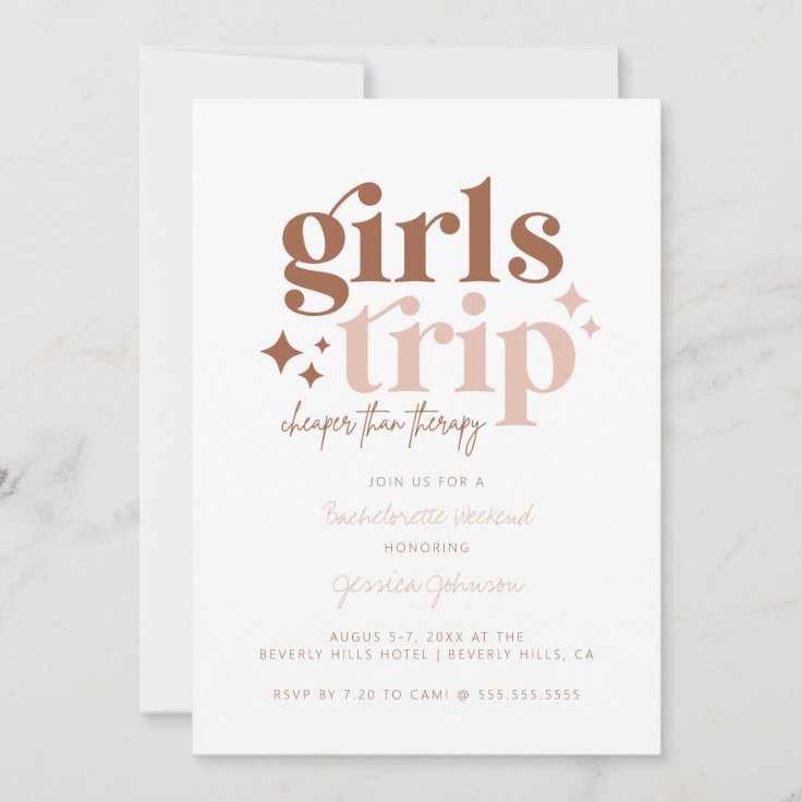 Girls Trip + Itinerary Combo Invitation | Zazzle