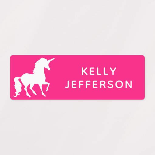 Girls Unicorn School Daycare Waterproof Pink Kids' Labels | Zazzle