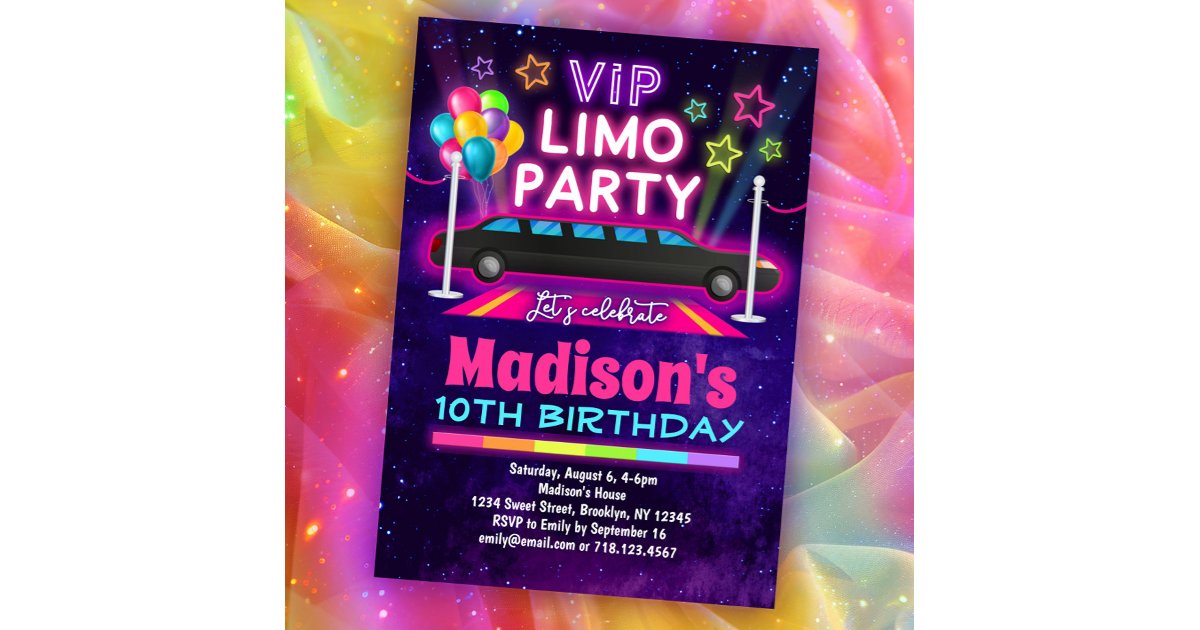 Girls VIP Limo Birthday Party Invitation | Zazzle
