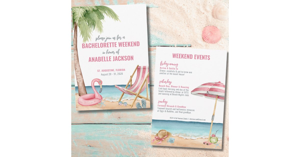 Girls Weekend Beach Bachelorette Invitation | Zazzle