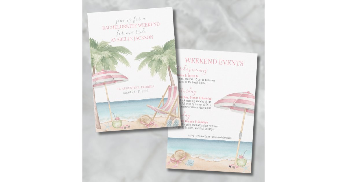 Girls Weekend Beach Bachelorette Invitation | Zazzle