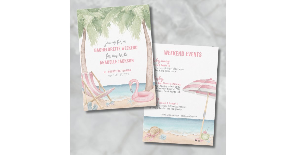 Girls Weekend Beach Bachelorette Party Invitation | Zazzle