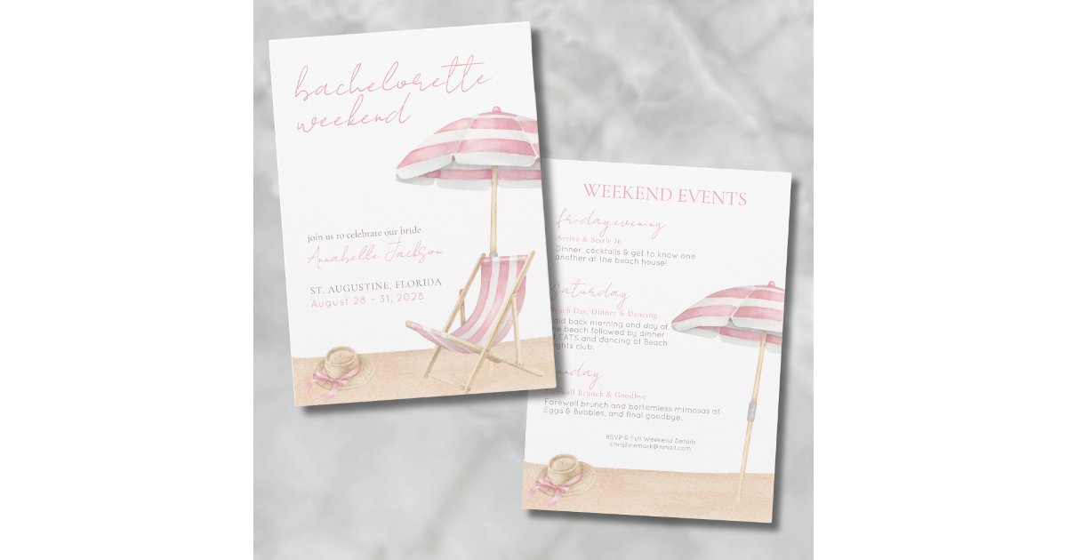 Girls Weekend Beach Bachelorette Party Invitation | Zazzle
