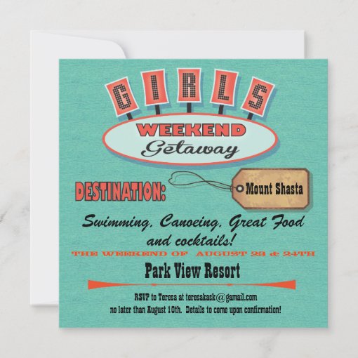 Girls Weekend Getaway Invitations | Zazzle
