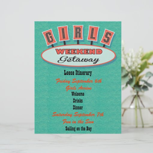 Girls weekend getaway itinerary | Zazzle