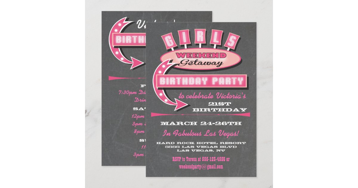 Girls Weekend getaway itinerary Invitations | Zazzle
