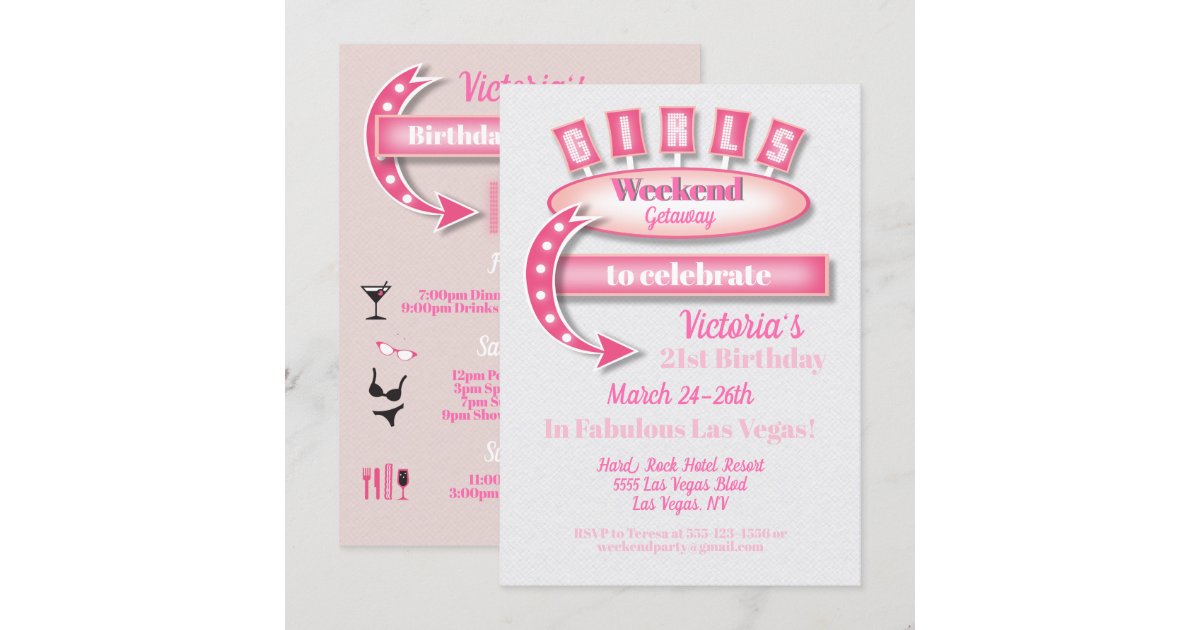 Girls Weekend getaway Las Vegas itinerary Invitation | Zazzle