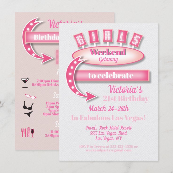 Girls Weekend getaway Las Vegas itinerary Invitation | Zazzle