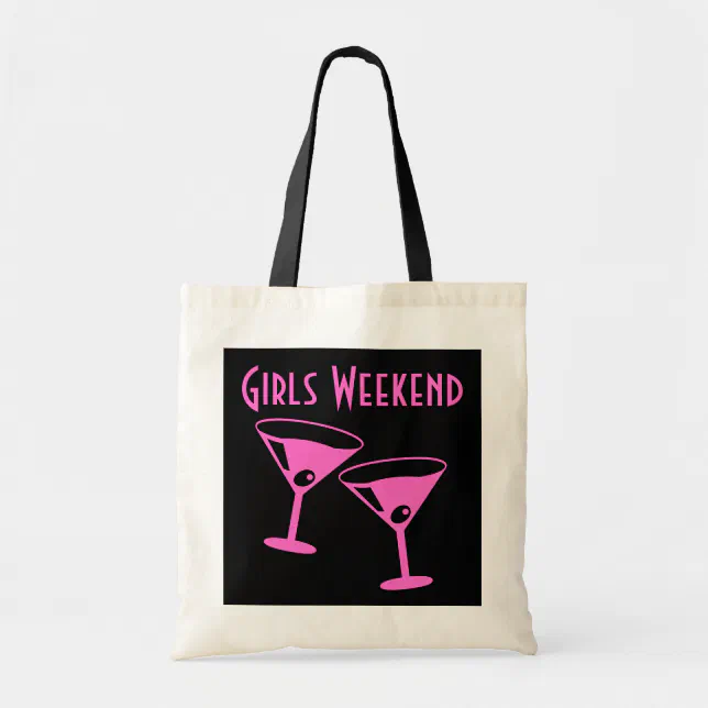 Girls weekend party bag with pink cocktail glasses | Zazzle