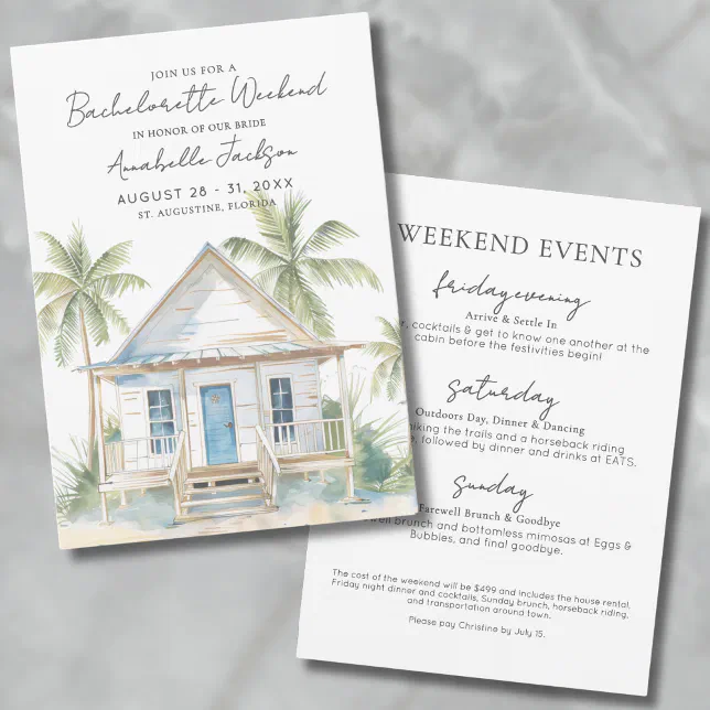 Girls Weekend Tropical Beach Bachelorette Party Invitation | Zazzle