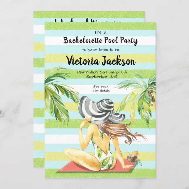Girls weekend Tropical getaway Pool Party Invitation | Zazzle