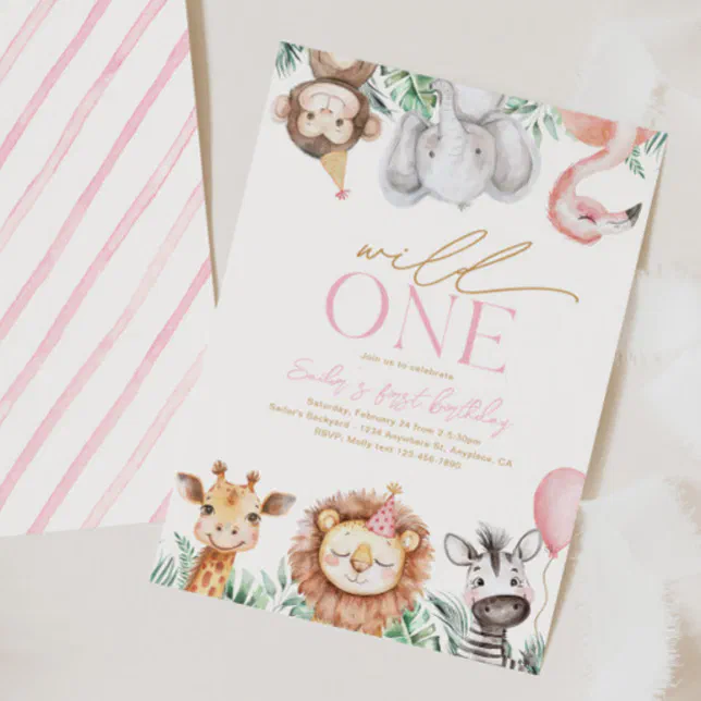 Girl's Wild One Animal Party Invitation | Zazzle