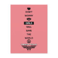 Girls Will Save The World Wonder Woman Graphic Postcard | Zazzle
