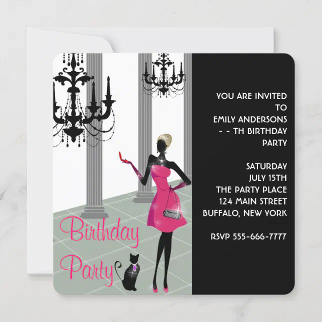 Girls Womans Any Number Birthday Party Invitation | Zazzle