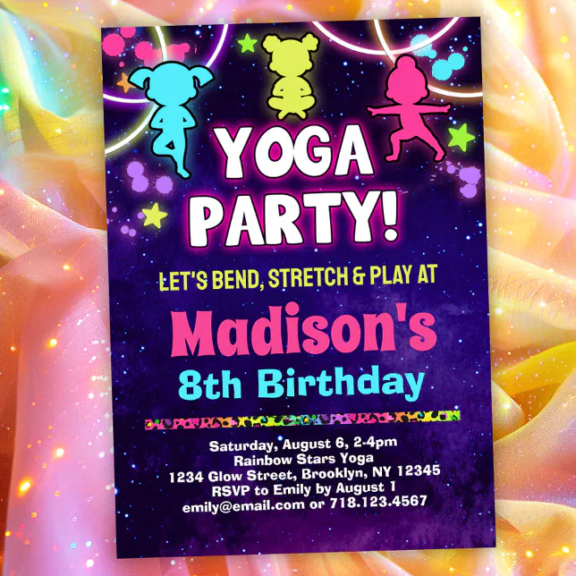 Girls Yoga Birthday Party Invitation | Zazzle