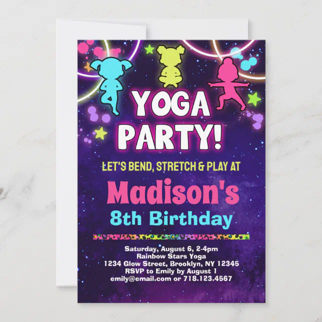 Girls Yoga Birthday Party Invitation | Zazzle