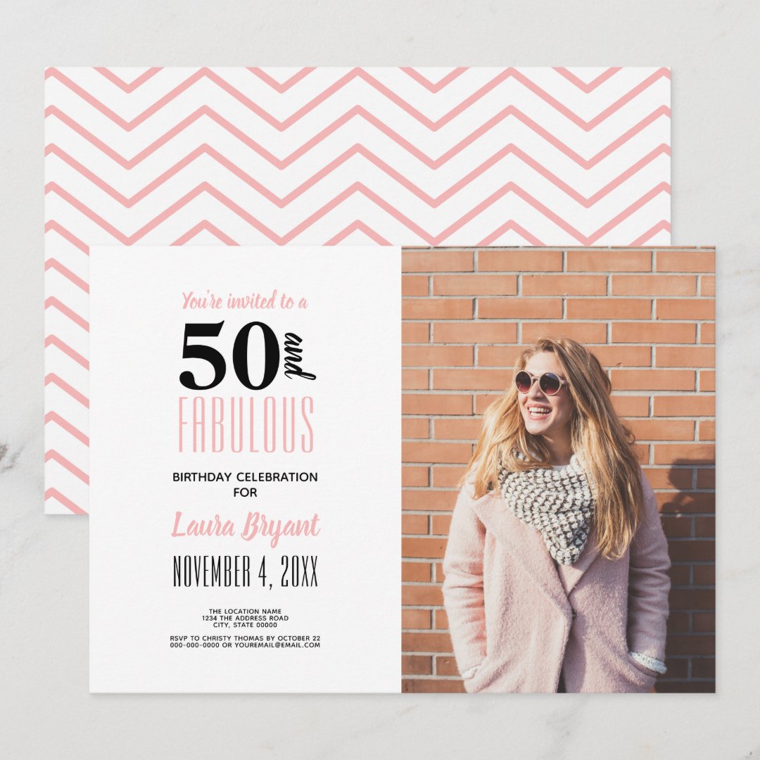 Girly 50 and Fabulous 50th Birthday Party Invitation | Zazzle
