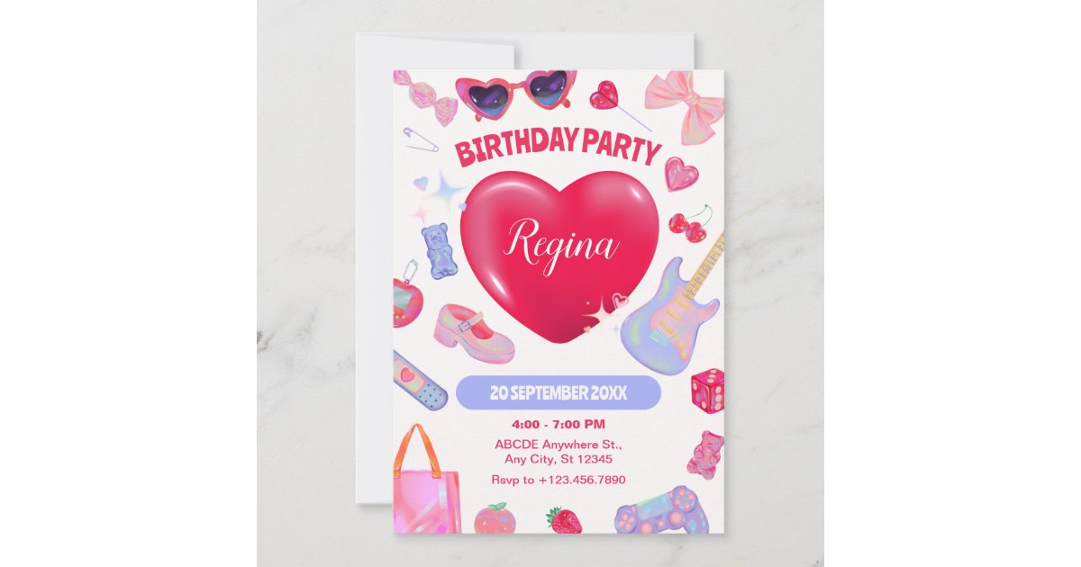 Girly birthday party invitation | Zazzle