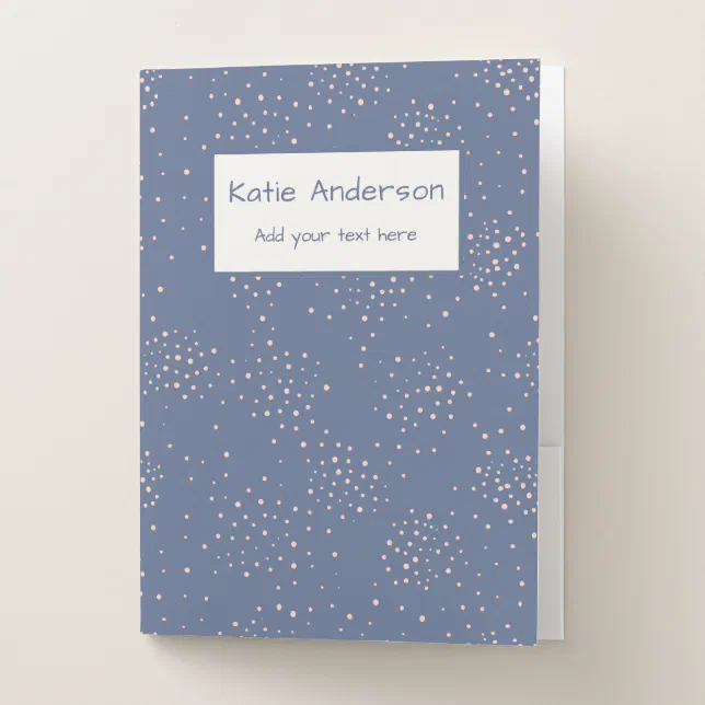 Girly Blue Monogram & School Subject Pocket Folder | Zazzle