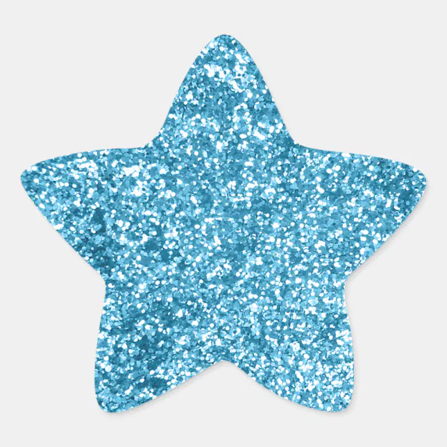 Girly Blue Sparkle Glitter Look Star Sticker | Zazzle