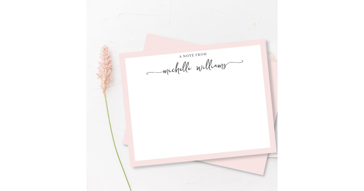Girly Blush Elegant Calligraphy Script Note From Card | Zazzle