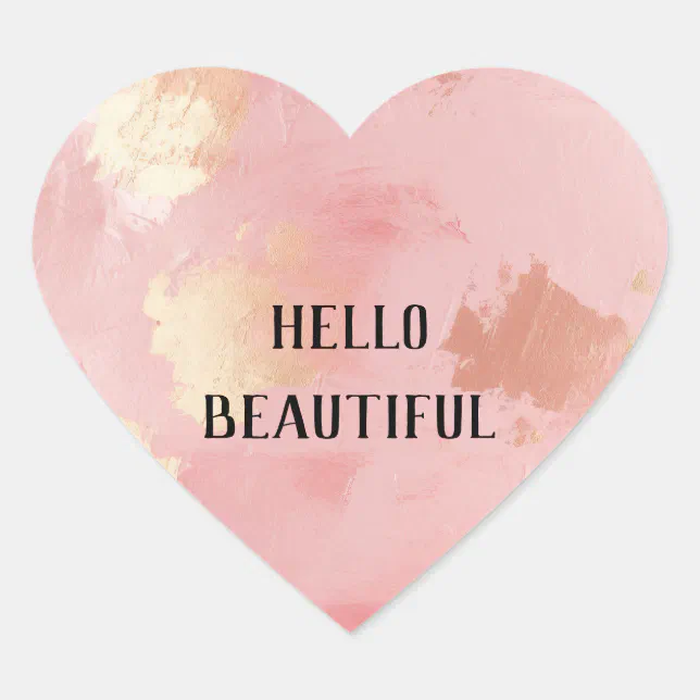 Girly Blush Pink Glam Gold Heart Sticker | Zazzle