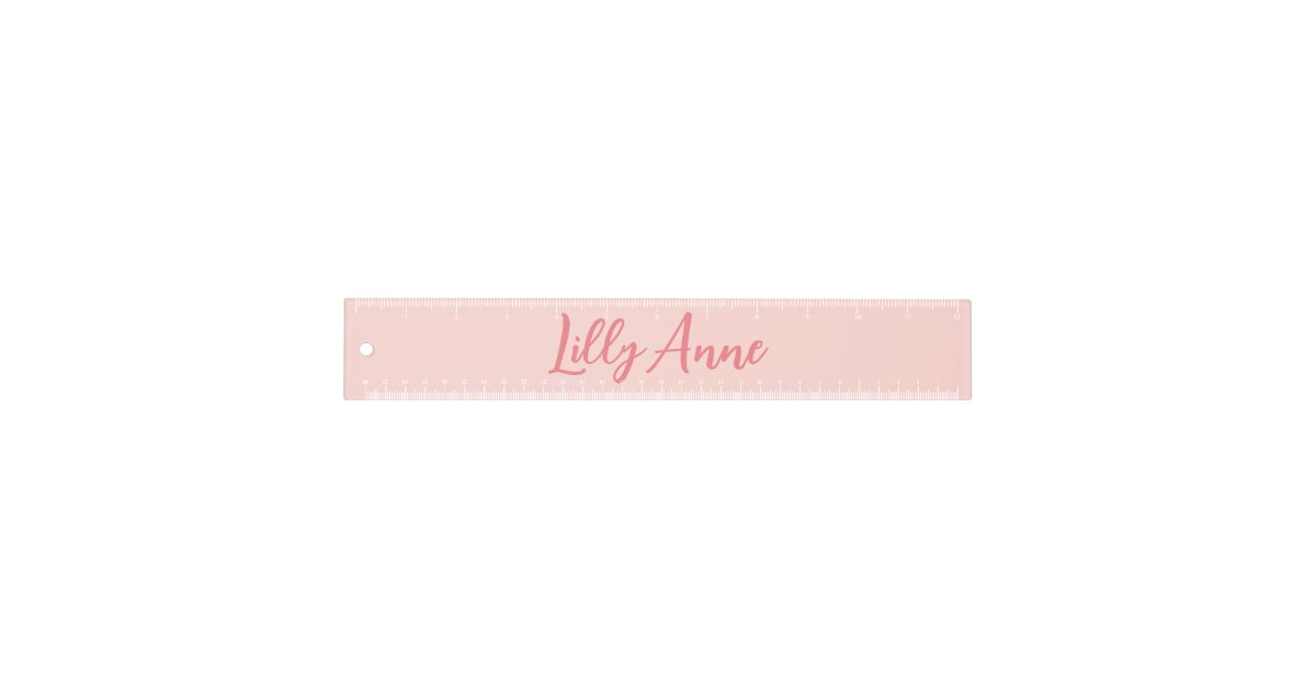 Girly Blush Pink Script Personalized Ruler | Zazzle