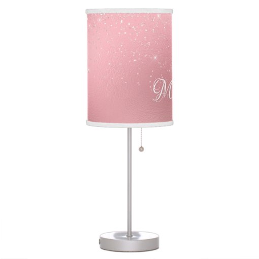 Girly Blush Pink Silver Glitter Personalized Name Table Lamp | Zazzle