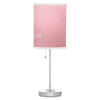 Girly Blush Pink Silver Glitter Personalized Name Table Lamp | Zazzle
