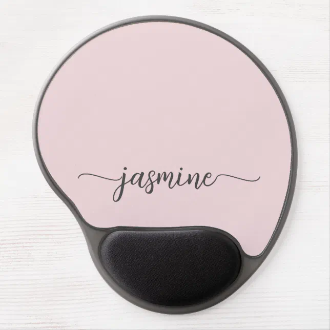 Girly Blush Pink Simple Monogram Name Signature Gel Mouse Pad | Zazzle