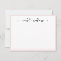 Girly Blush Stylish Calligraphy Script Signature N Note Card | Zazzle