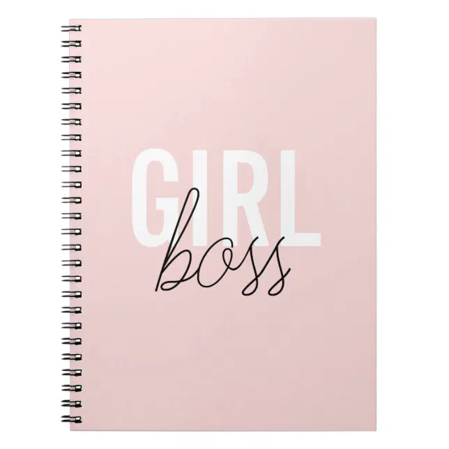 Girly blush typography script girl boss notebook | Zazzle