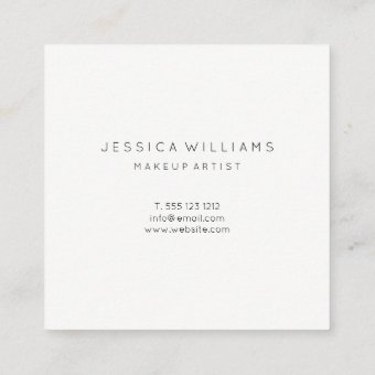 Girly Calligraphy Minimal White Square Business Card | Zazzle