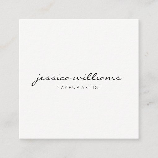 Girly Calligraphy Minimal White Square Business Card | Zazzle