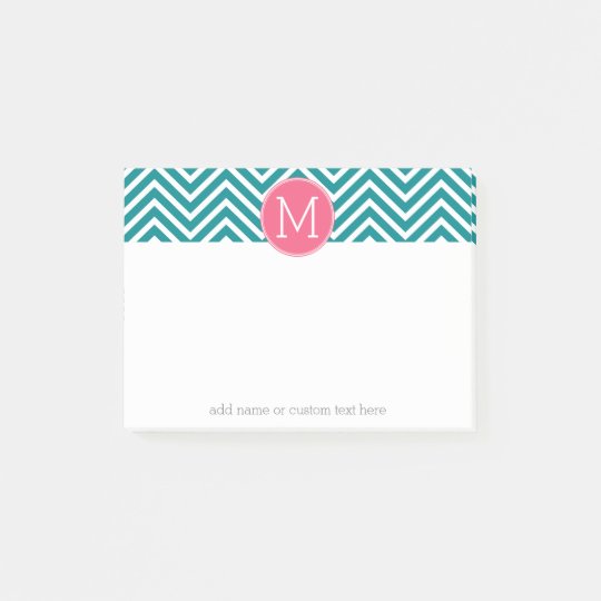 Girly Chevron Pattern with Monogram - Pink Teal Post-it Notes | Zazzle.com