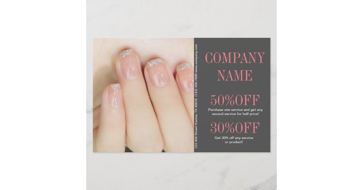 girly chic elegant manicure nails nail salon flyer | Zazzle
