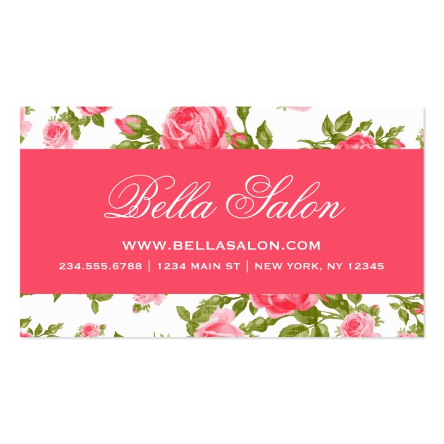 Girly Chic Elegant Vintage Floral Roses Business Card