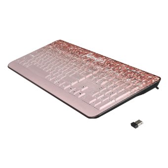 Girly Chic Rose Gold Glitter Sparkles Personalized Wireless Keyboard ...