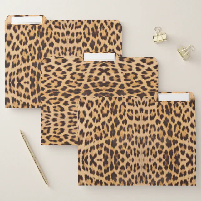 girly chic wild safari animal leopard print file folder | Zazzle