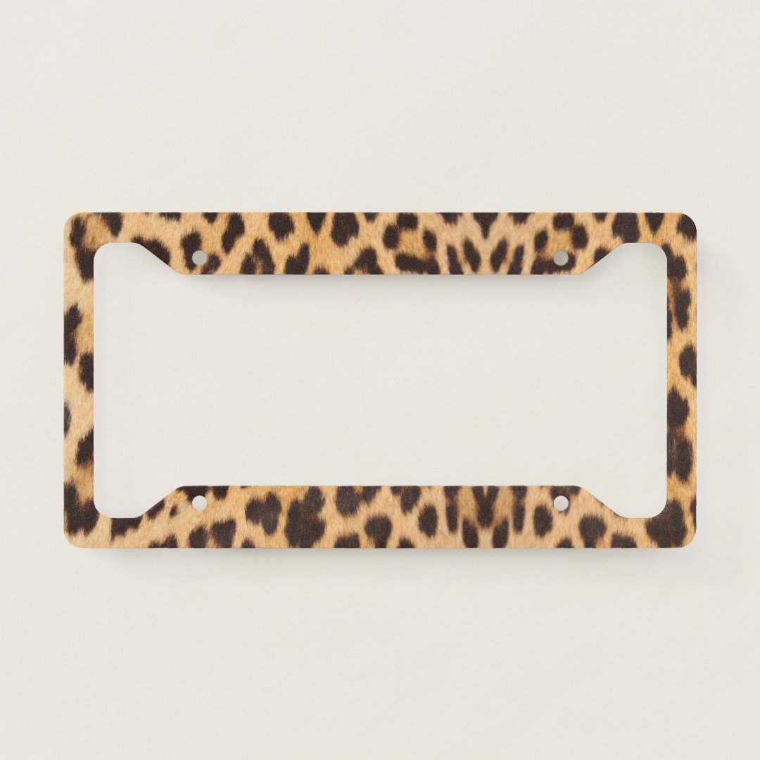 girly chic wild safari fashion leopard print license plate frame | Zazzle