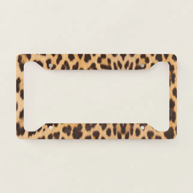 girly chic wild safari fashion leopard print license plate frame | Zazzle