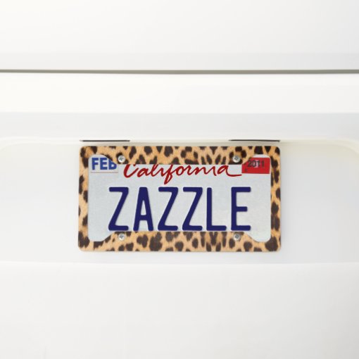 girly chic wild safari fashion leopard print license plate frame | Zazzle