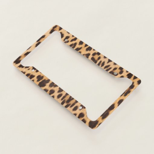 girly chic wild safari fashion leopard print license plate frame | Zazzle